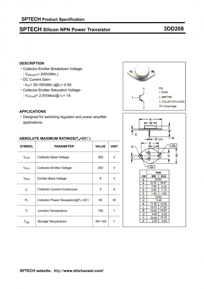 3DD208 datasheet page 1