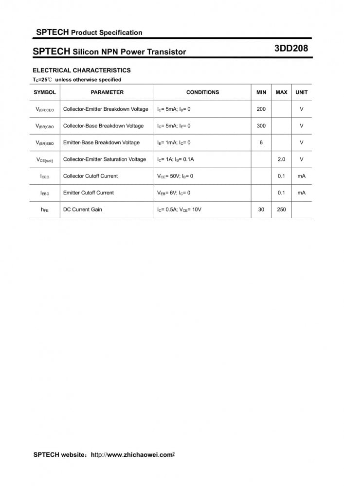 3DD208 datasheet page 2