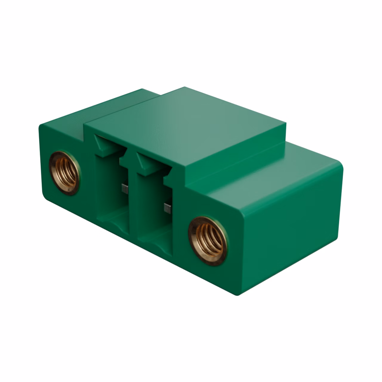 3.81mm Pitch Eurostyle Right-Angle PCB Header, with Threaded Retention Inserts, Green Housing, 2 Circuits for sale
