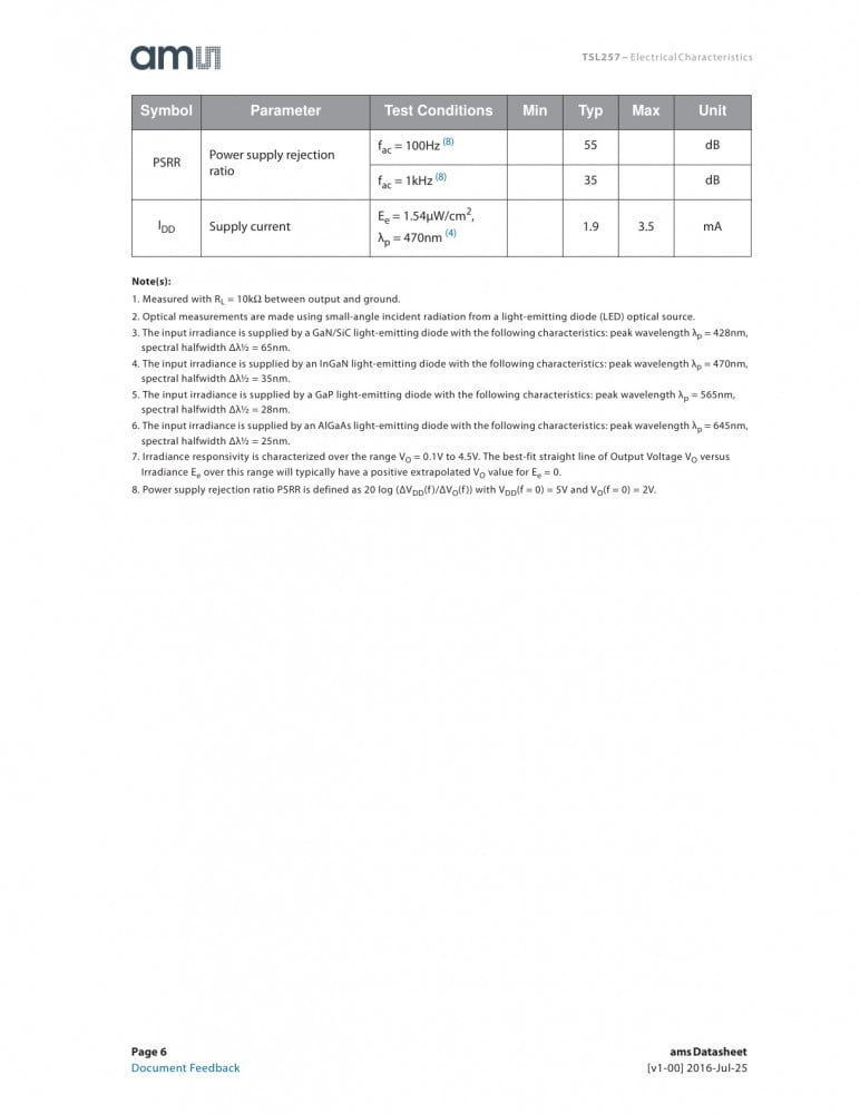 TSL257 datasheet page 6