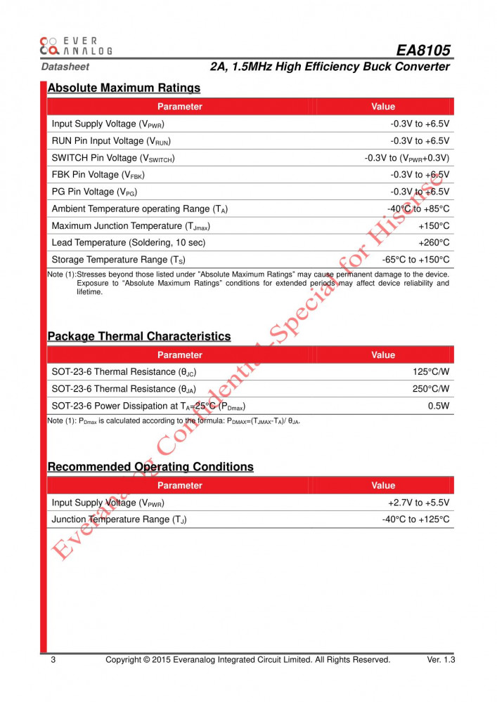 EA8105T6R datasheet page 3