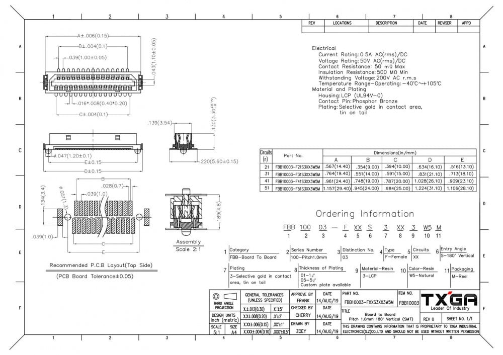 TXGA FBB10003-F31S3013W5M technical document preview