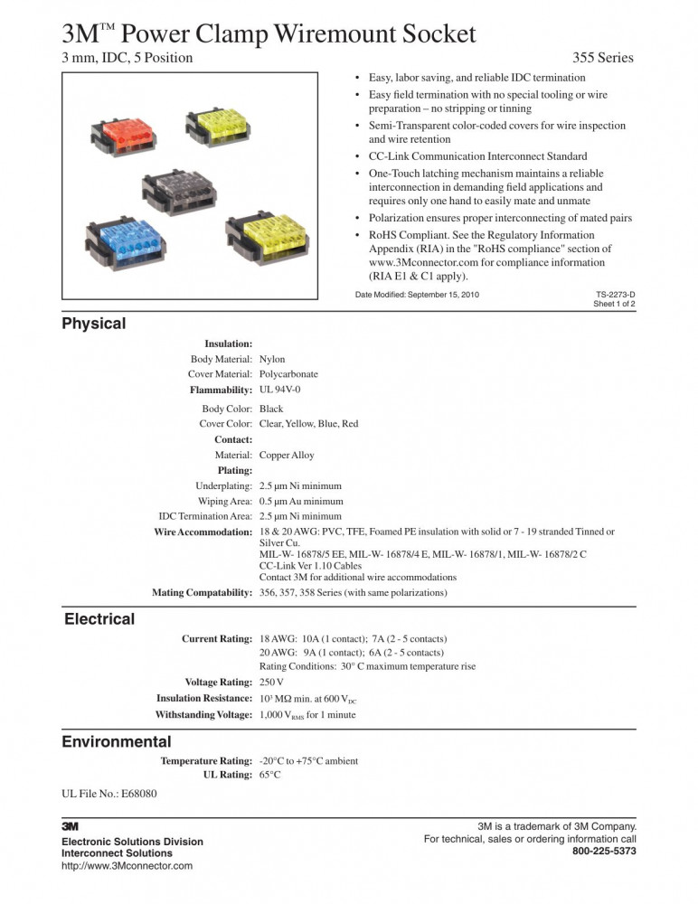 3M 35505-6000-B0MGF technical document page 1