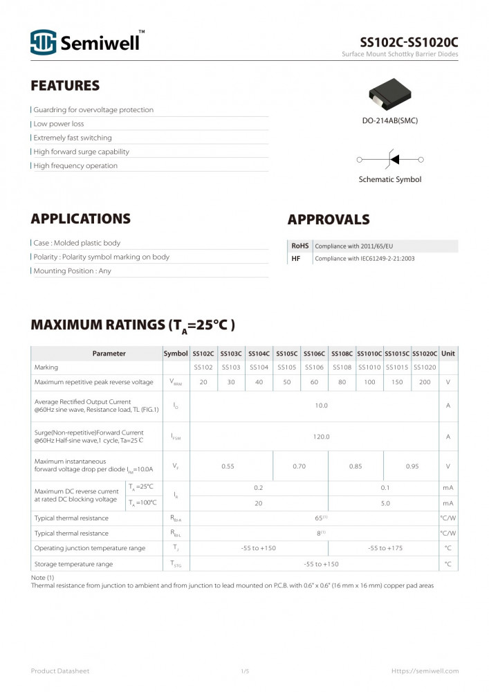 SS1010C datasheet page 1