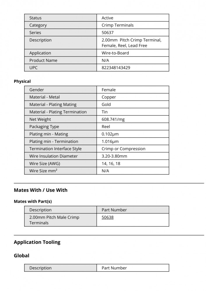 Technical document image 2 for MOLEX 506370028