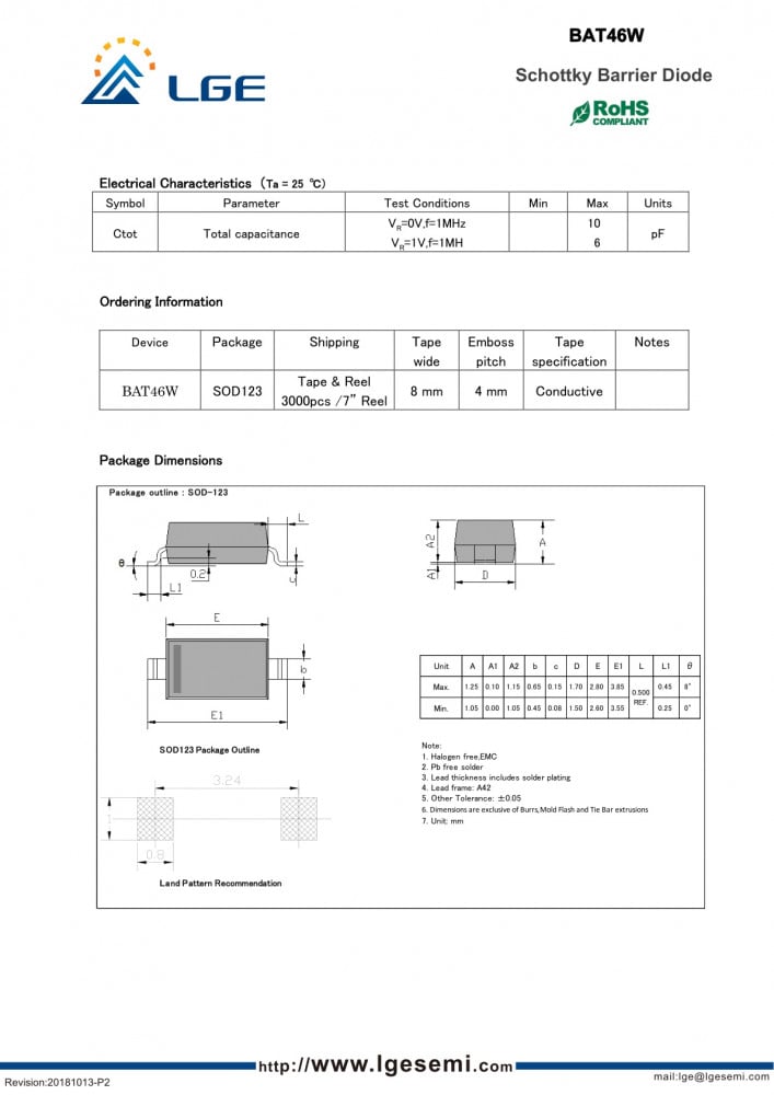 LGE BAT46W datasheet page 2