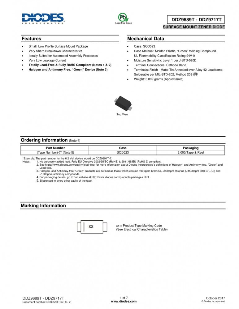 DDZ9699T-7 datasheet page 1