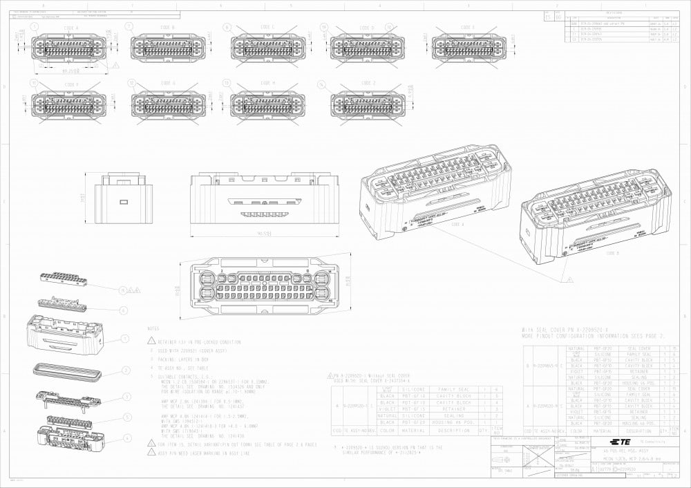TE Connectivity 9-2209520-9 technical drawing page 1