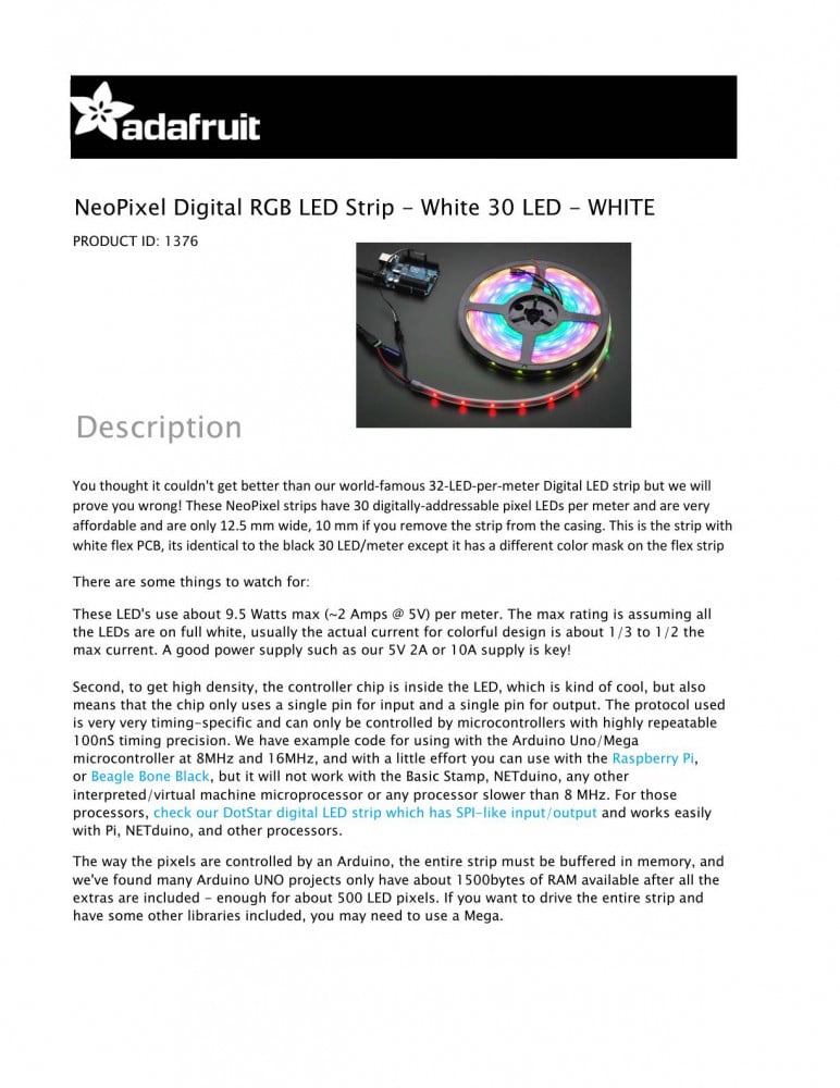 Adafruit 2538 technical document page 1