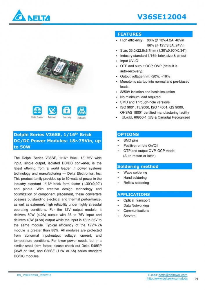 V36SE12004NRFA datasheet page 1
