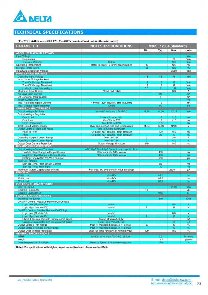 V36SE12004NRFA datasheet page 2