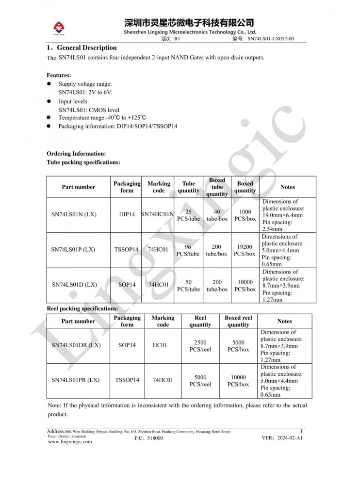 SN74LS01N(LX) datasheet page 3