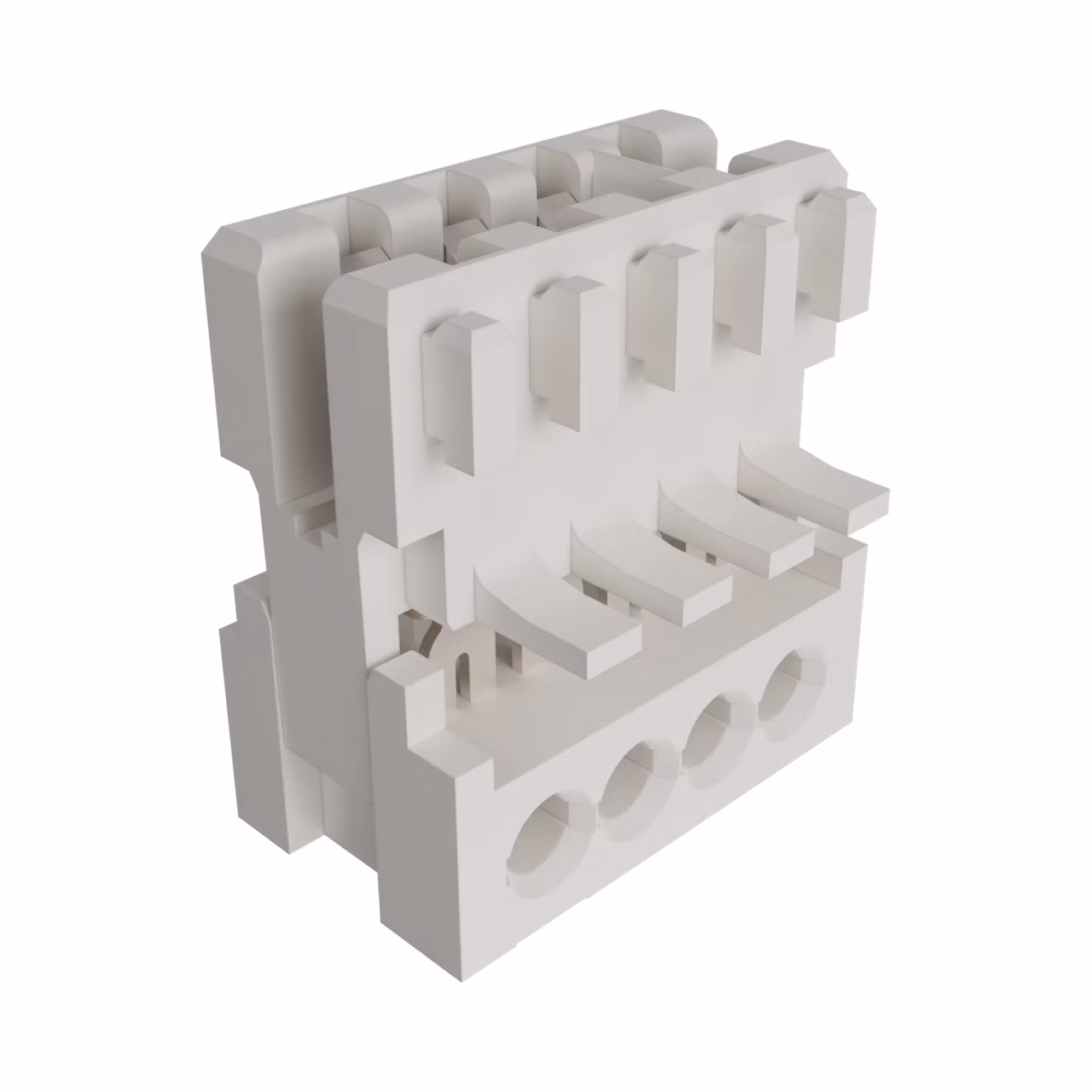 Appli-Mate RAST 2.5 Female Connector, 2.50mm Pitch, 4 Circuits, All Position Keys, Open Endwalls, Polarizing Rib Between Circuits 3 & 4 for sale
