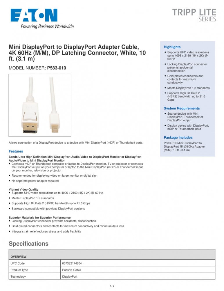 P583-010 technical document page 1