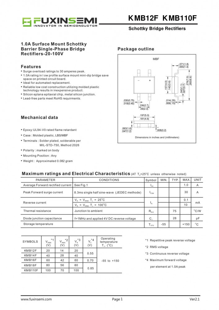 KMB14F datasheet page 1