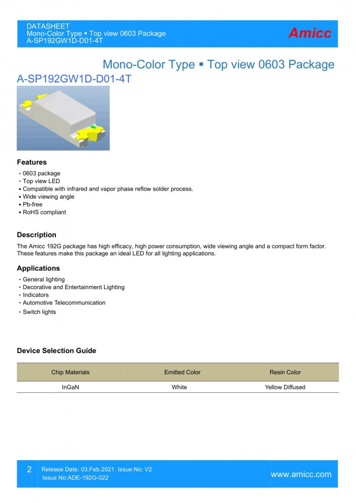 A-SP192GW1D-D01-4T datasheet page 2