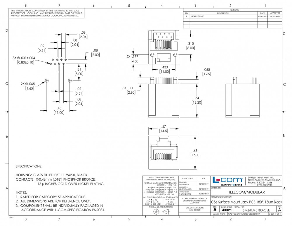 SMJ-RJ45180-C5E technical document preview