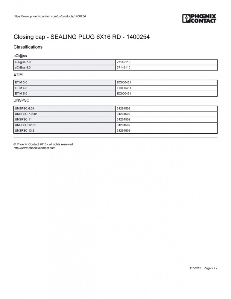 Phoenix Contact 1400254 product document page 2