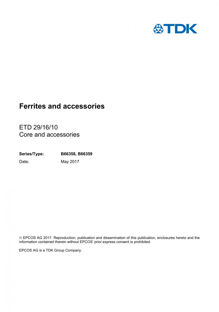 TDK EPCOS ETD 29/16/10 datasheet page 1