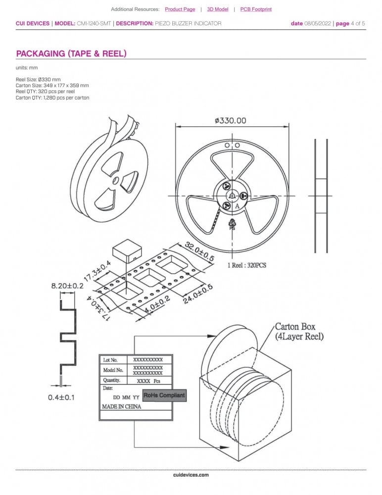 CMI-1240-SMT-TR datasheet page 4