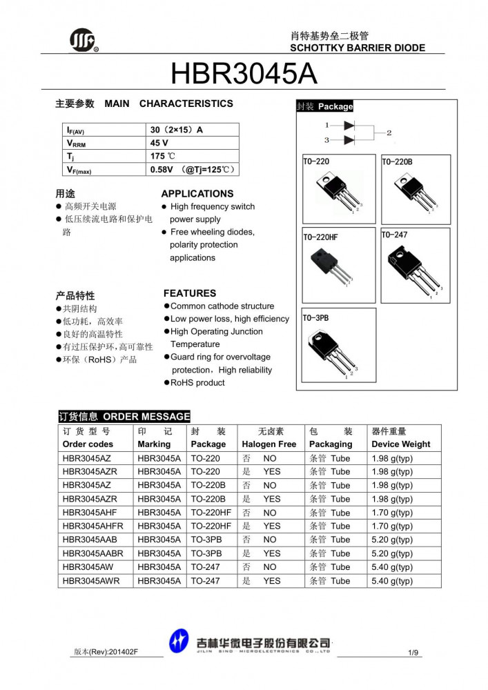 HBR3045A datasheet page 1