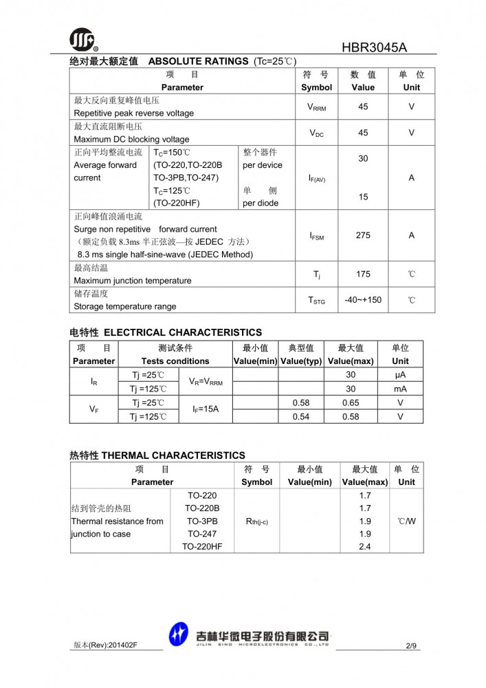 HBR3045A datasheet page 2