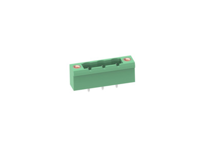 5.00mm Pitch Eurostyle 45° Angle PCB Header, Open Ends, 3 Circuits, Green