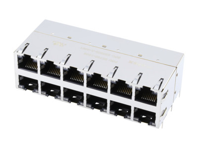 Gigabit Magnetic Jack, Integrated PSE PoE+ 2x6, without LEDs