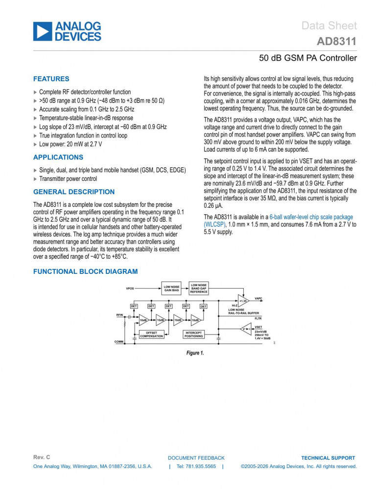 AD8311 document page 1