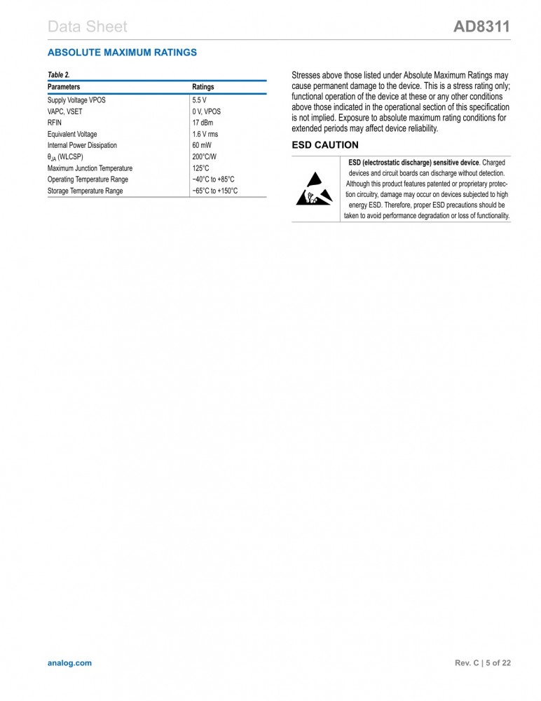 AD8311 document page 5