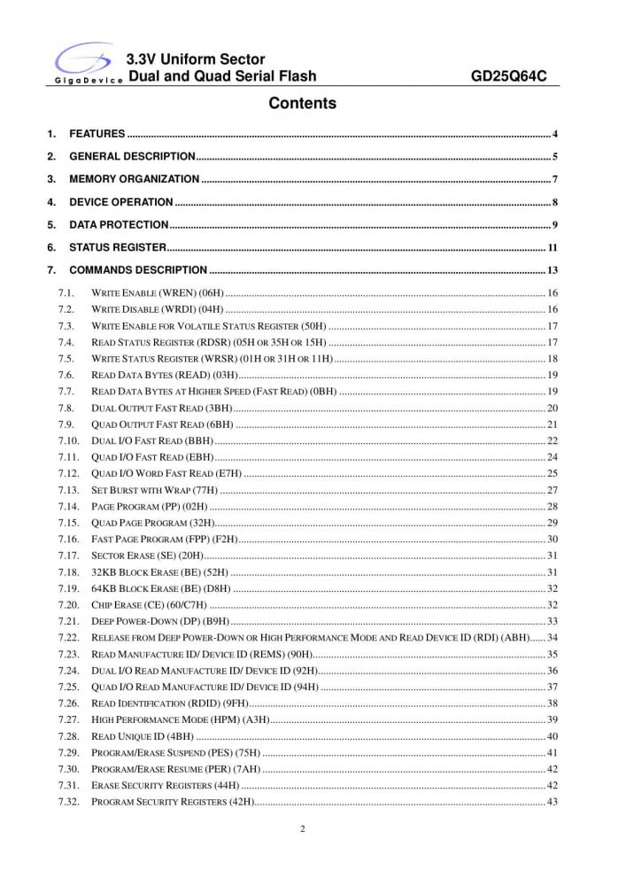 GD25Q64C datasheet page 2