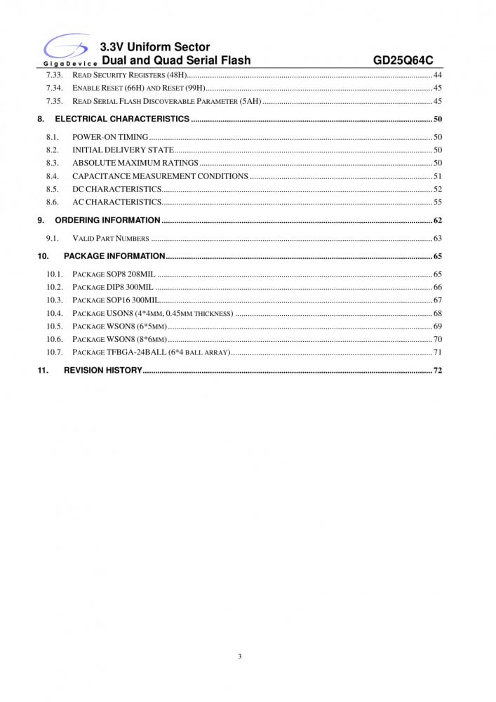 GD25Q64C datasheet page 3