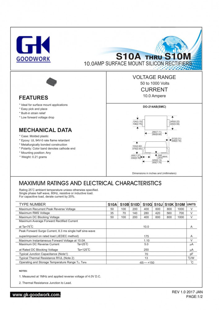 GOODWORK S10M datasheet page 1