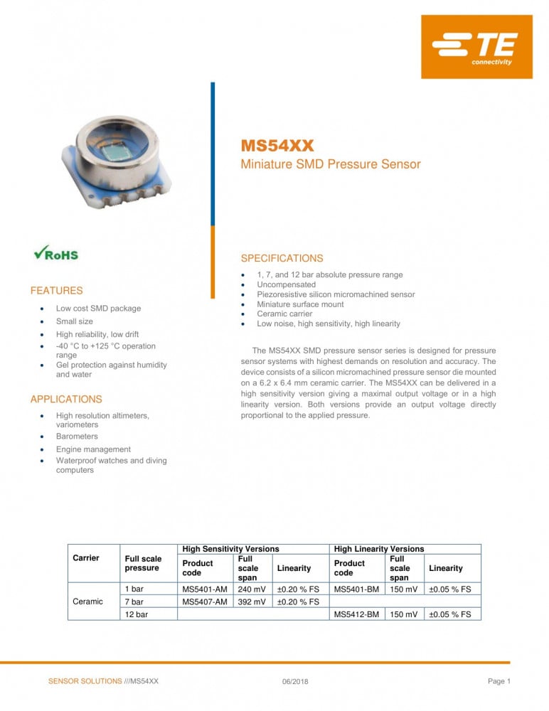 MS54XX datasheet page 1