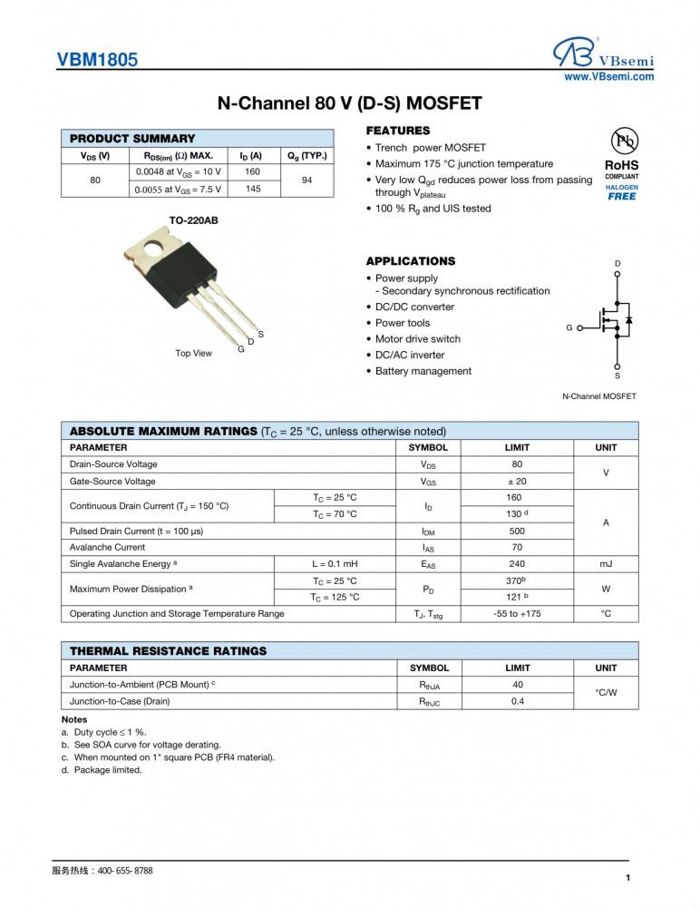 VBM1805 datasheet page 1
