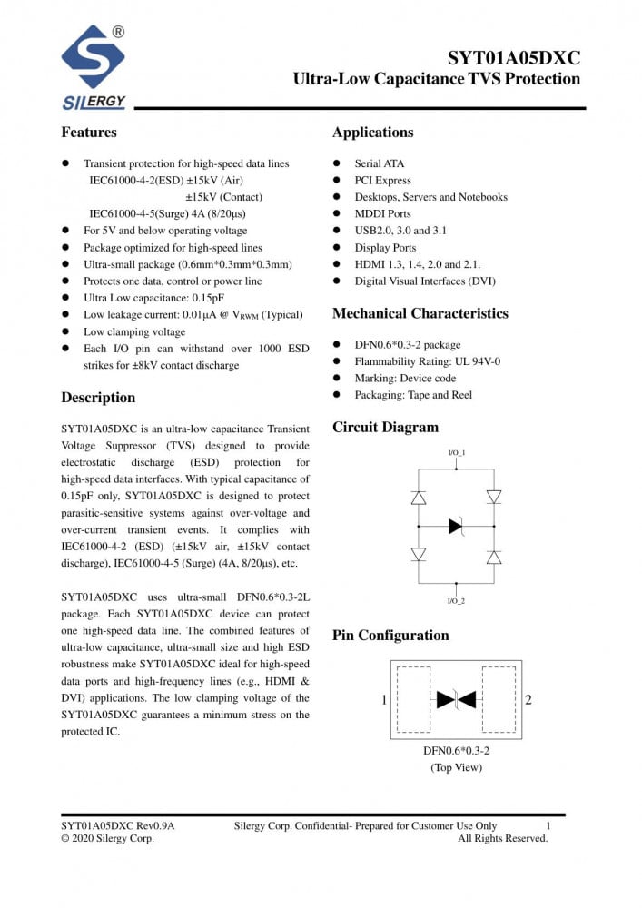 SYT01A05DXC datasheet page 1