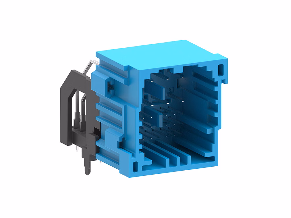 stAK50h 3 Bay Right-Angle Hybrid Header, 86 Circuits, Bay 1: 32 Circuits/Key 2/Blue; Bay 2: 27 Circuits/Key 2/Green; Bay 3: 27 Circuits/Key 1/Black; Tube