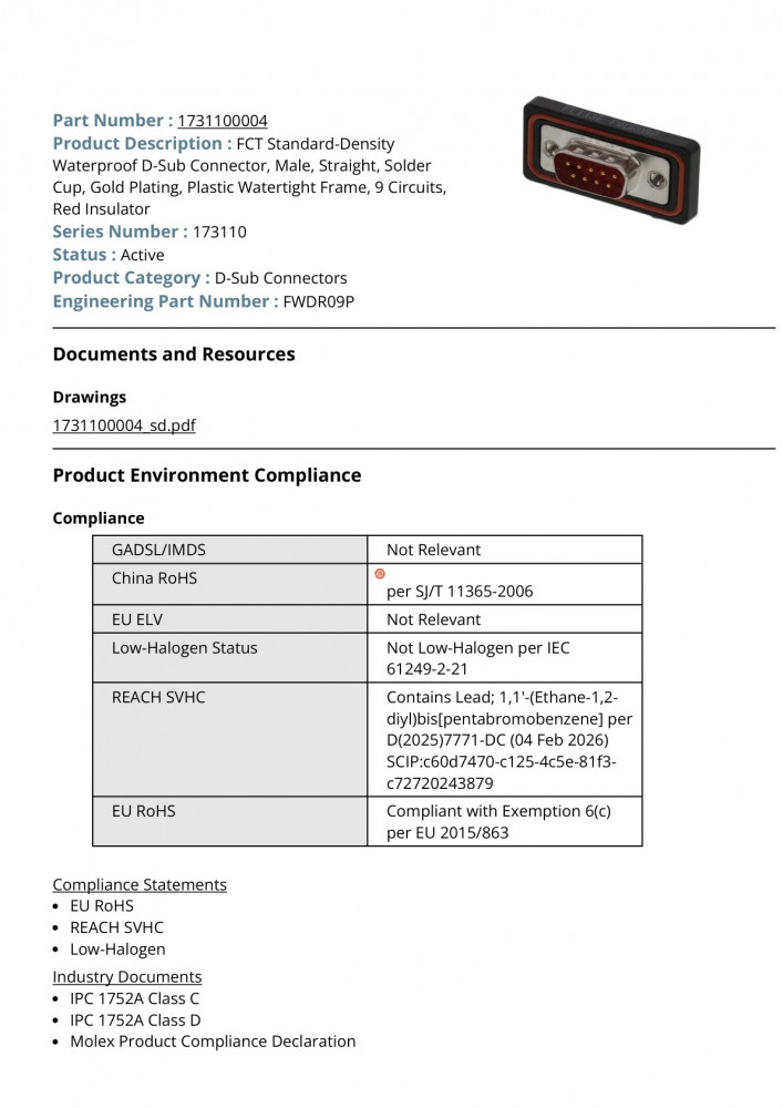 MOLEX 1731100004 drawing preview, page 1