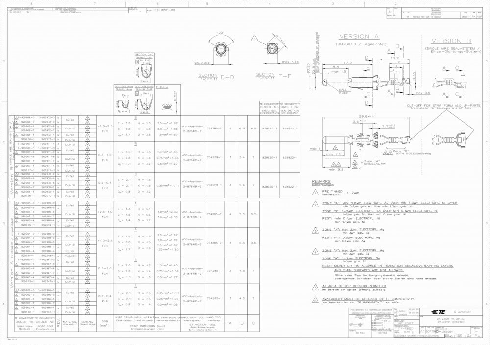 TE Connectivity 929967-1 technical drawing preview