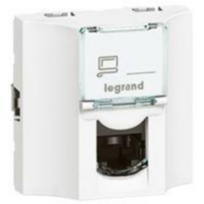 Arteor™ - RJ45 socket controlled access category 6 UTP 2 modules White with red shutter