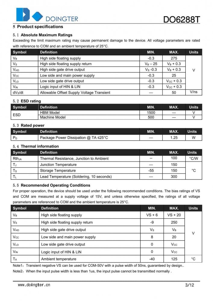 DO6288T datasheet page 3
