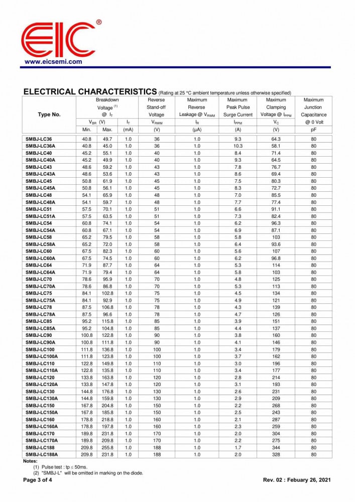 EIC SMBJ-LC datasheet page 3