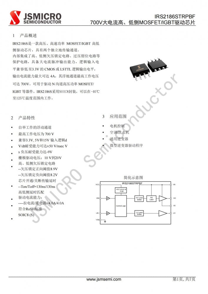 IRS2186S datasheet page 1