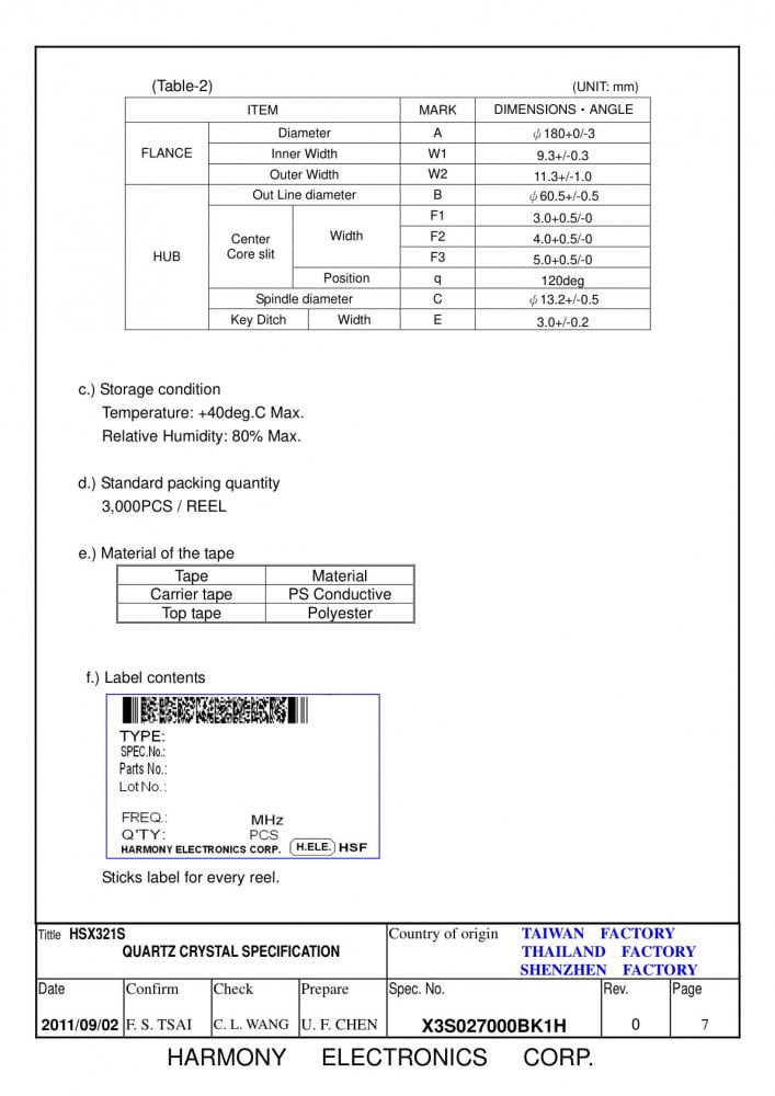HELE X3S027000BK1H specification page 7