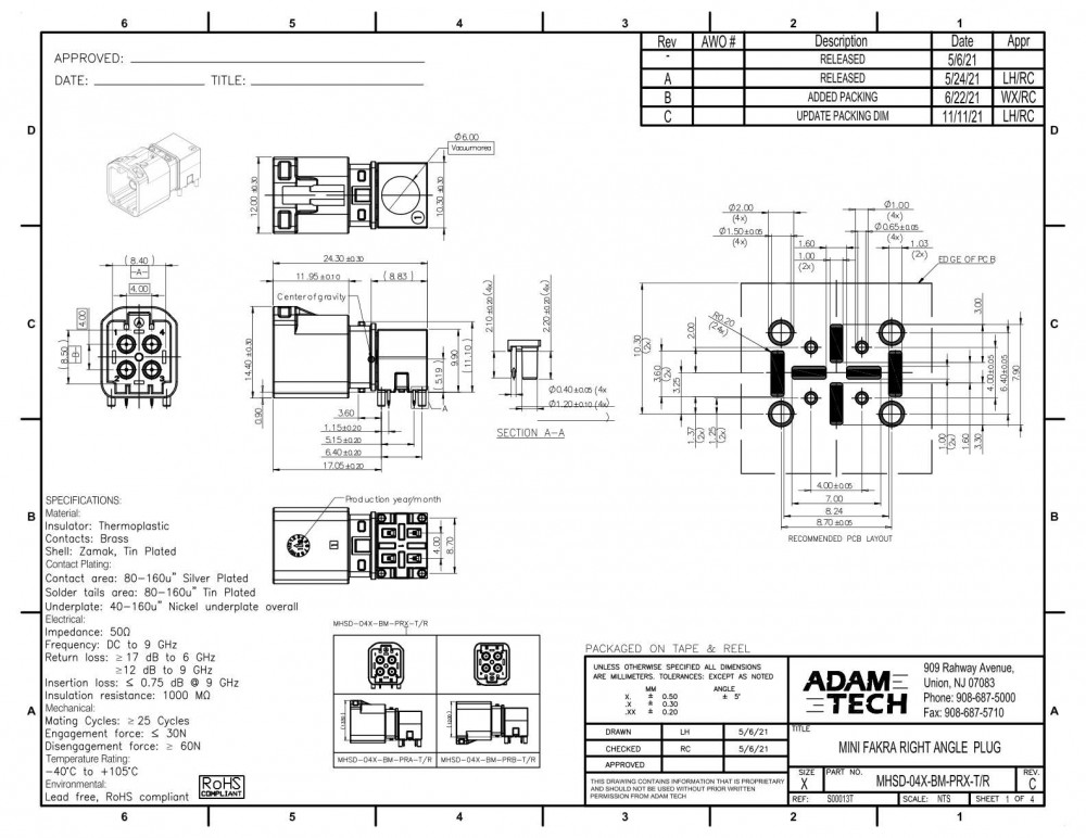MHSD-04X-BM-PRX-TR technical document page 1