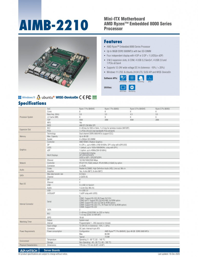 AIMB-2210 technical document, page 1