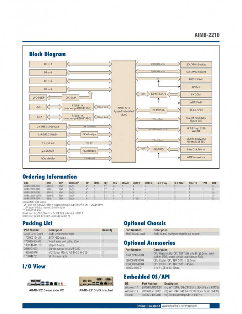 AIMB-2210 technical document, page 2
