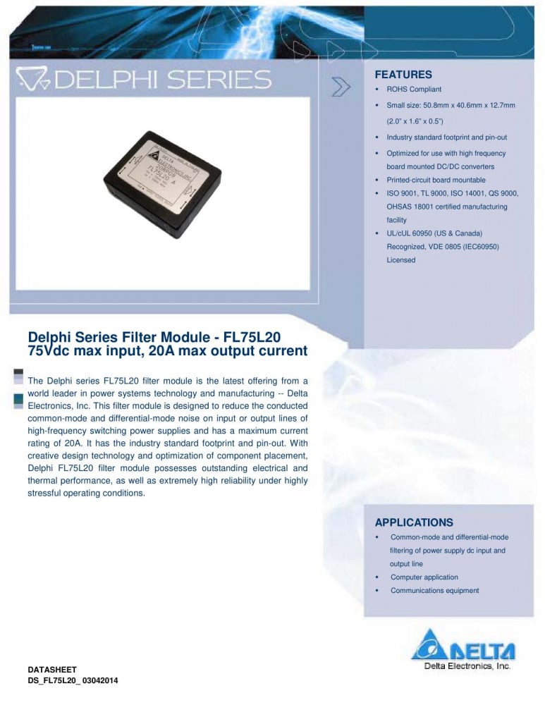FL75L20A datasheet page 1