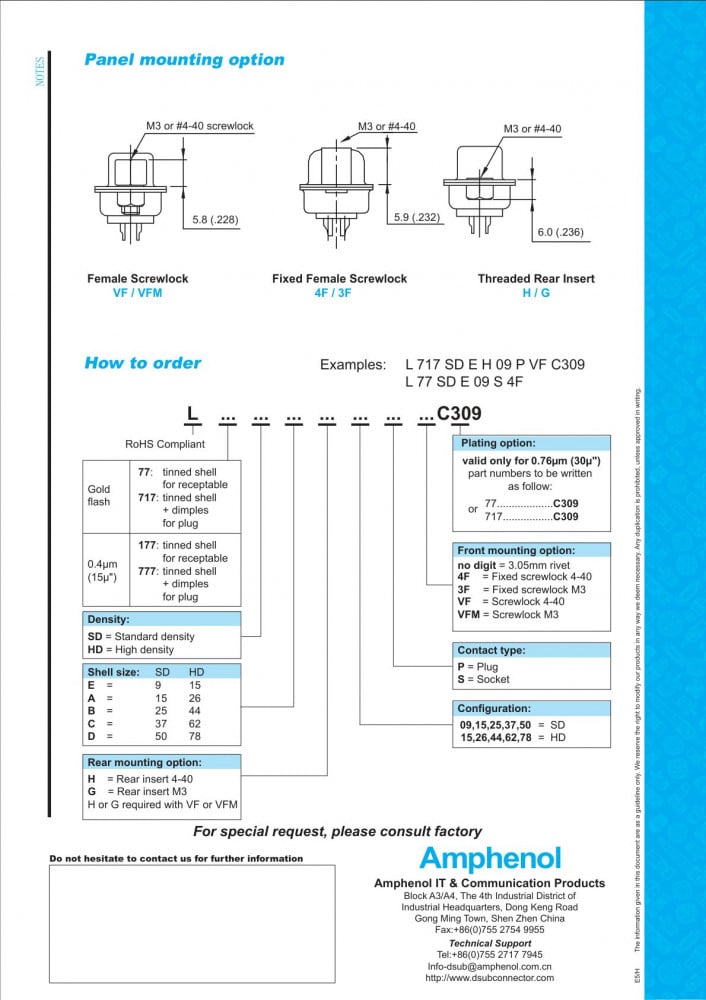Amphenol L77SDB25S technical document page 4