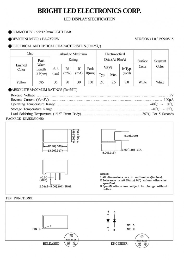 BA-2Y2UW technical document page 1